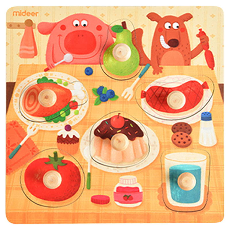Mideer Wooden Peg Puzzle-Dinner Time – GoGoKids Toy Shop – Buy Toys ...